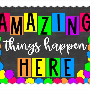 Amazing Things Happen Here- Bright Color Bulletin Board and Door Kit - Etsy