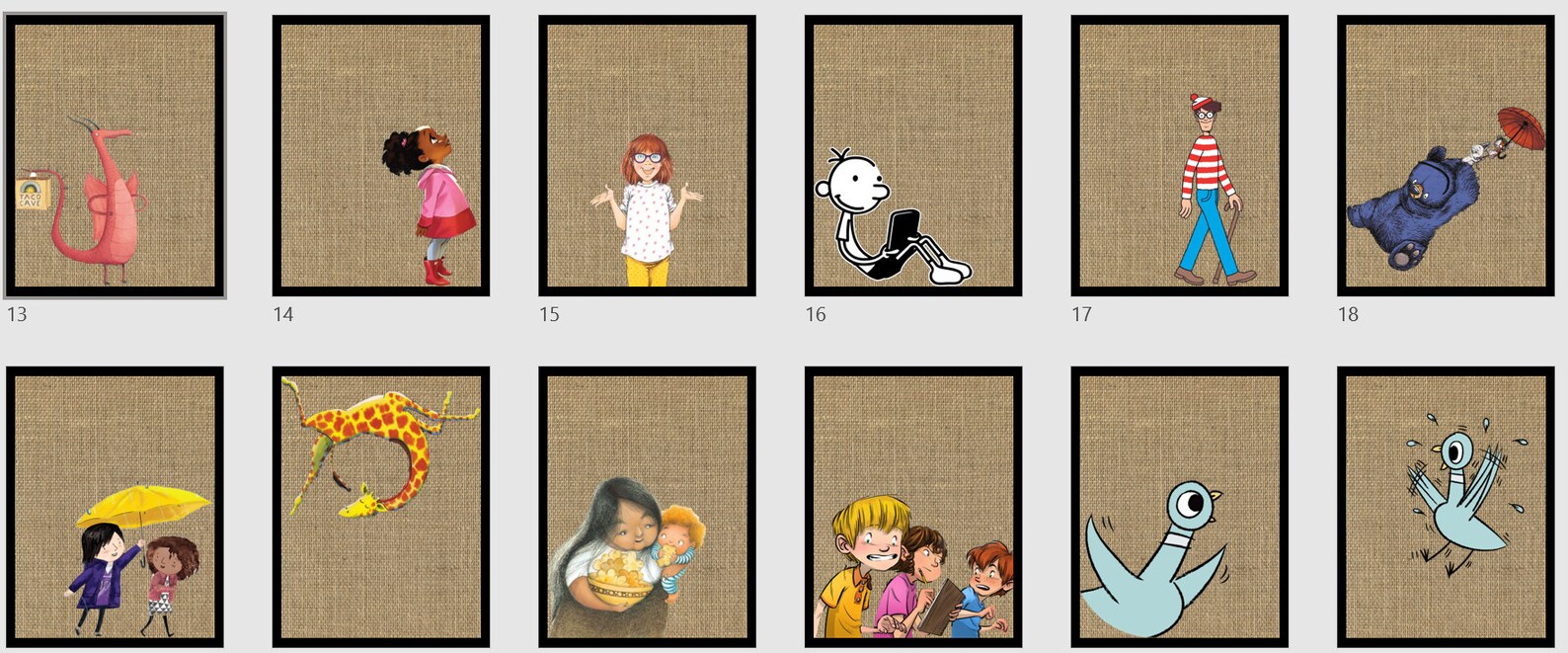 Book Character Posters Burlap Background 94 Posters Included | Etsy