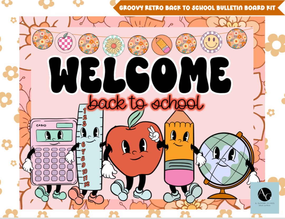 Groovy Retro Back to School Bulletin Board and Door Kit- Vintage Theme ...