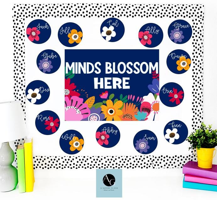 Plant Theme Bulletin Board Kit- Let's Grow Together Floral Theme ...