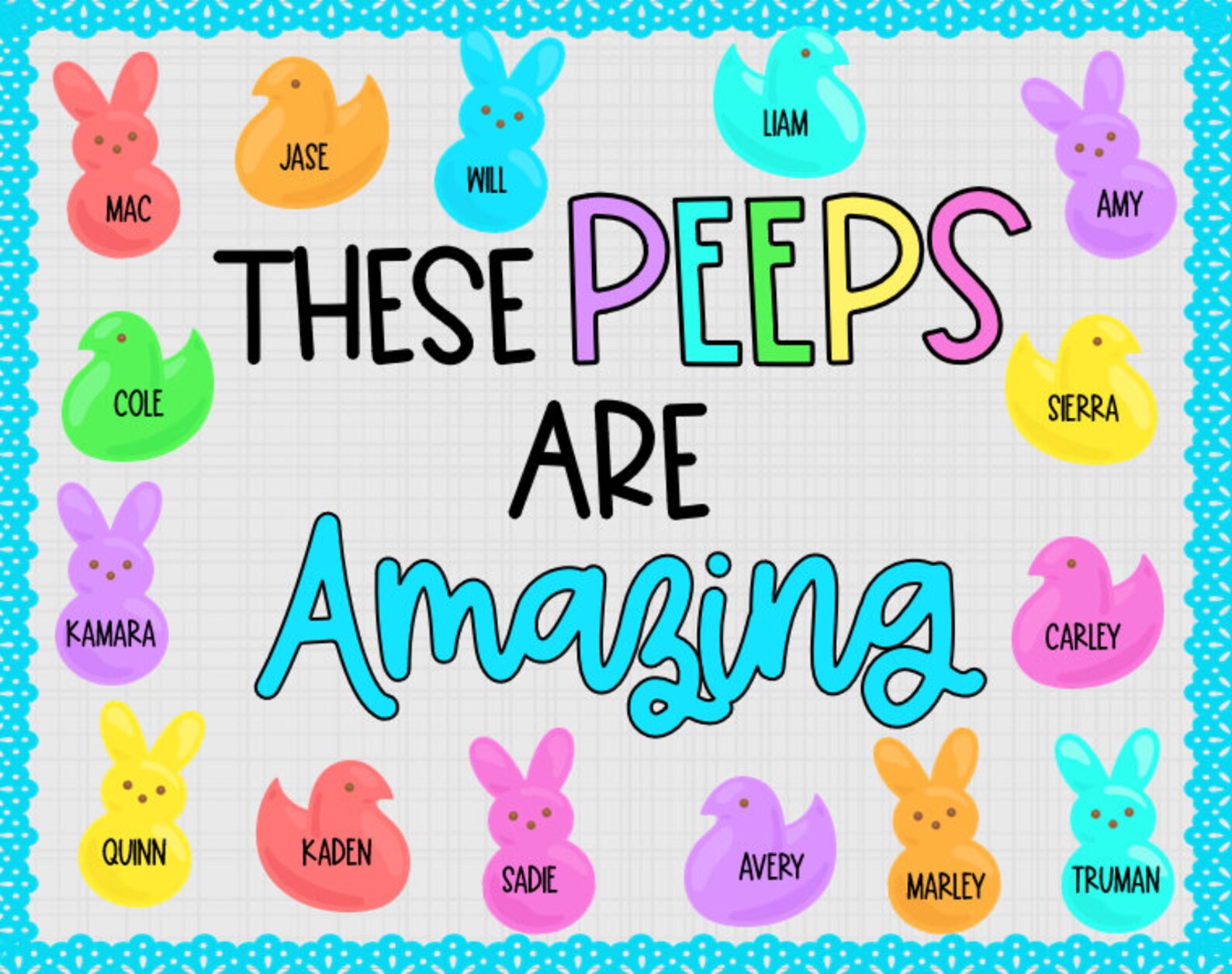 Spring Peeps Theme Bulletin Board Kit - Etsy
