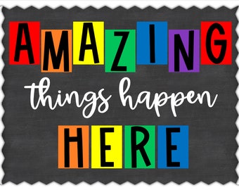 Neutral Boho Modern Amazing Things Happen Here Bulletin Board Kit and ...