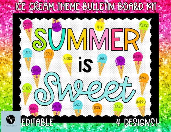 Summer Ice Cream Cone Theme Bulletin Board Kit | Etsy