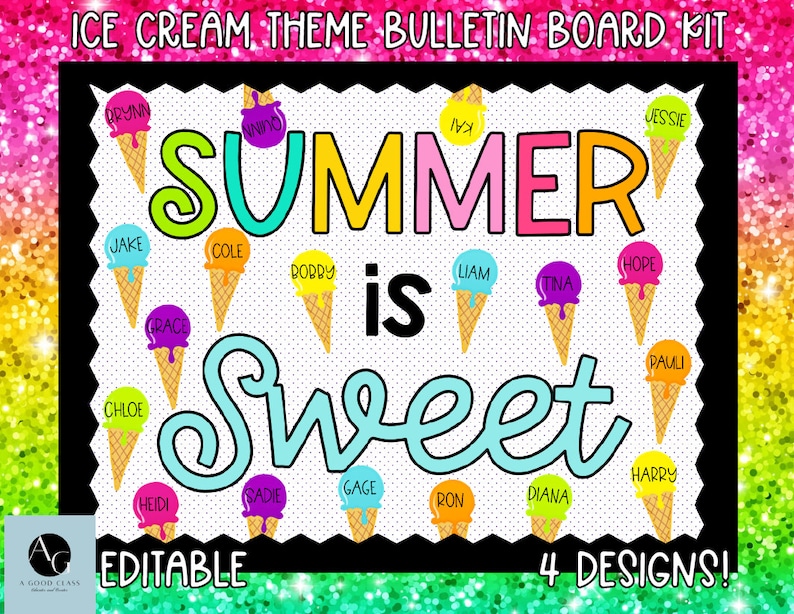 Summer Ice Cream Cone Theme Bulletin Board Kit | Etsy
