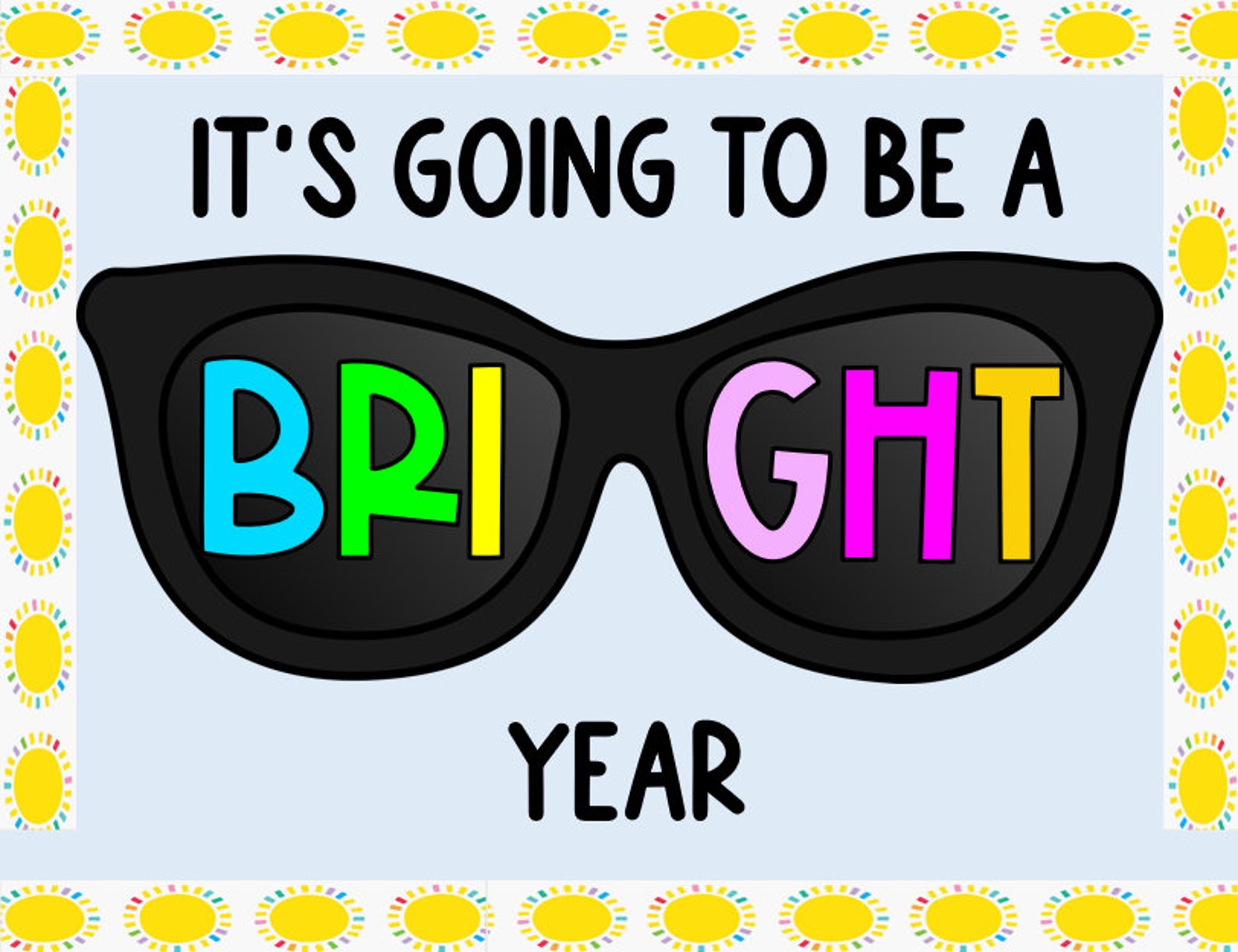 Bright Year Sunglasses Theme Bulletin Board and Door Kit Back - Etsy