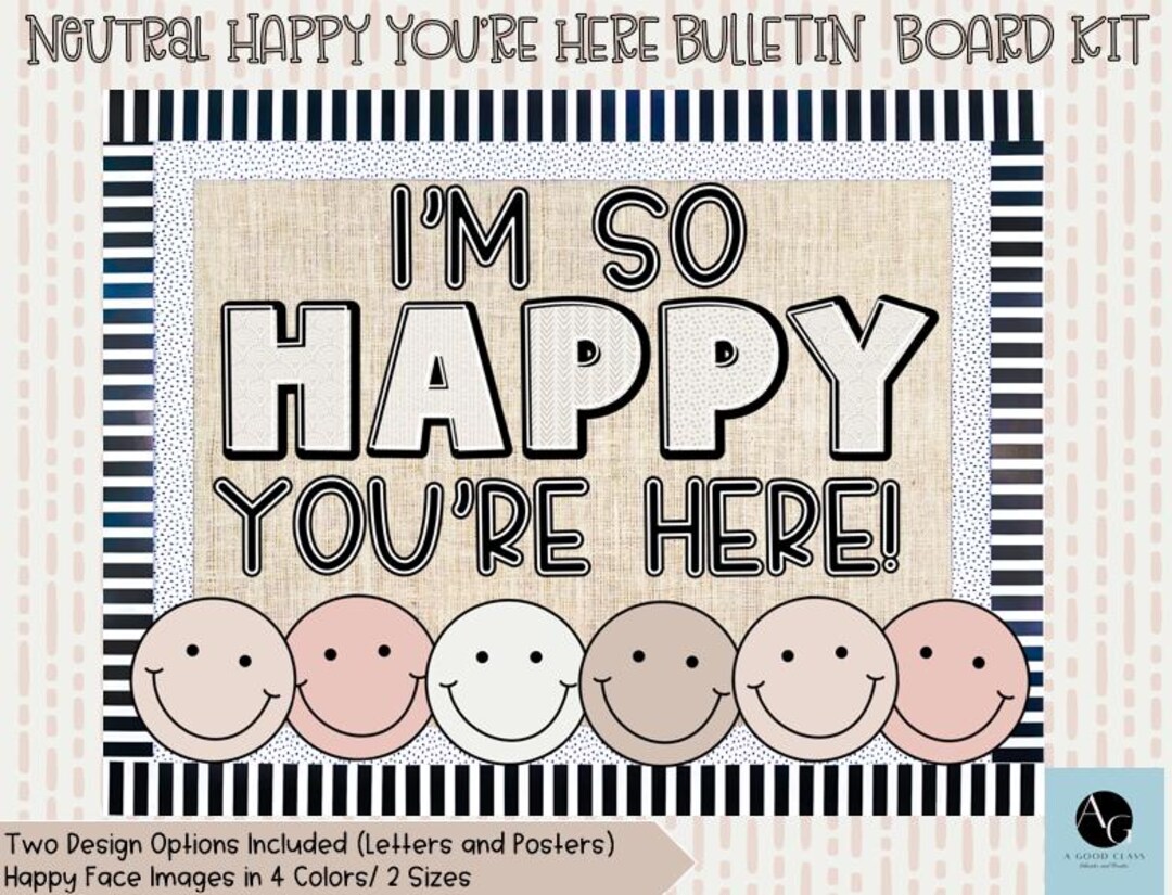 Neutral Boho Modern I'm so Happy You're Here Bulletin Board and Door ...