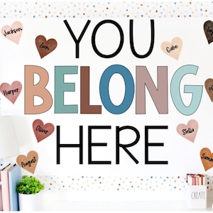 You Belong Here Bulletin Board and Door Kit- Neutral Boho Modern ...