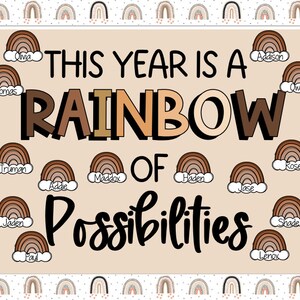 Neutral Boho Modern Rainbow of Possibilities Bulletin Board/ Door Kit ...