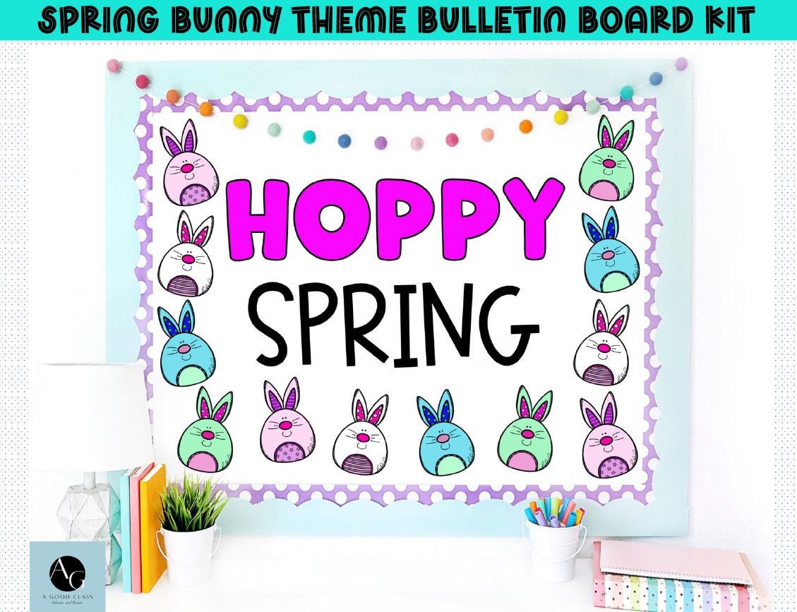 Hoppy Spring Bunny Theme Bulletin Board Kit- Easter Theme Decor - Etsy
