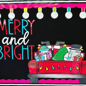 Merry and Bright Theme Holiday Bulletin Board and Door Kit- Christmas ...