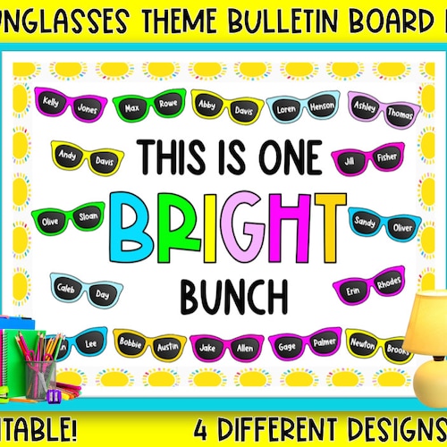 Bright Year Sunglasses Theme Bulletin Board and Door Kit Back - Etsy