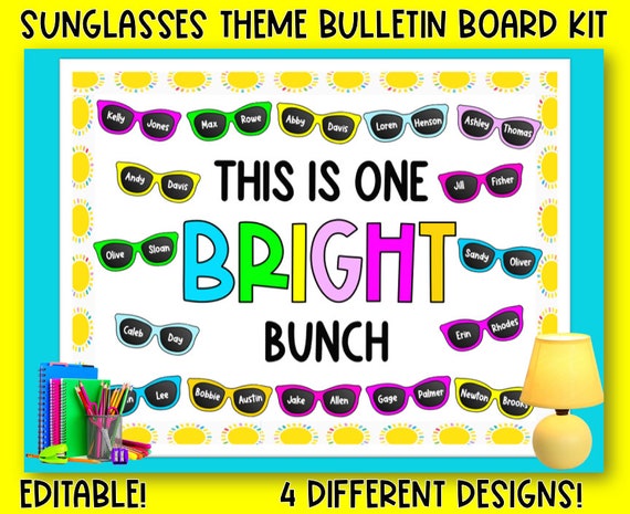 Bright Year Sunglasses Theme Bulletin Board and Door Kit Back - Etsy