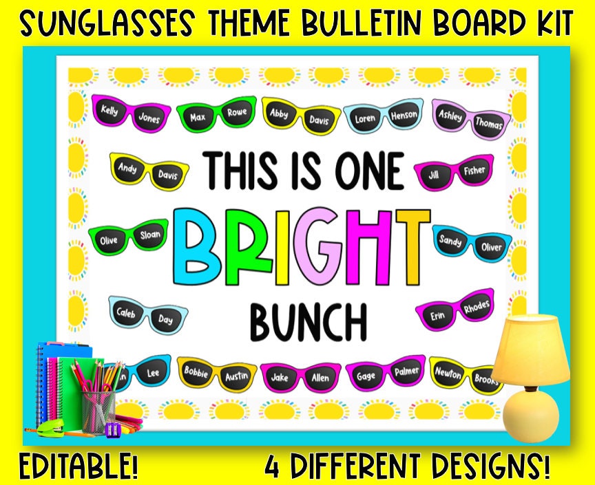 Bright Year Sunglasses Theme Bulletin Board and Door Kit Back - Etsy