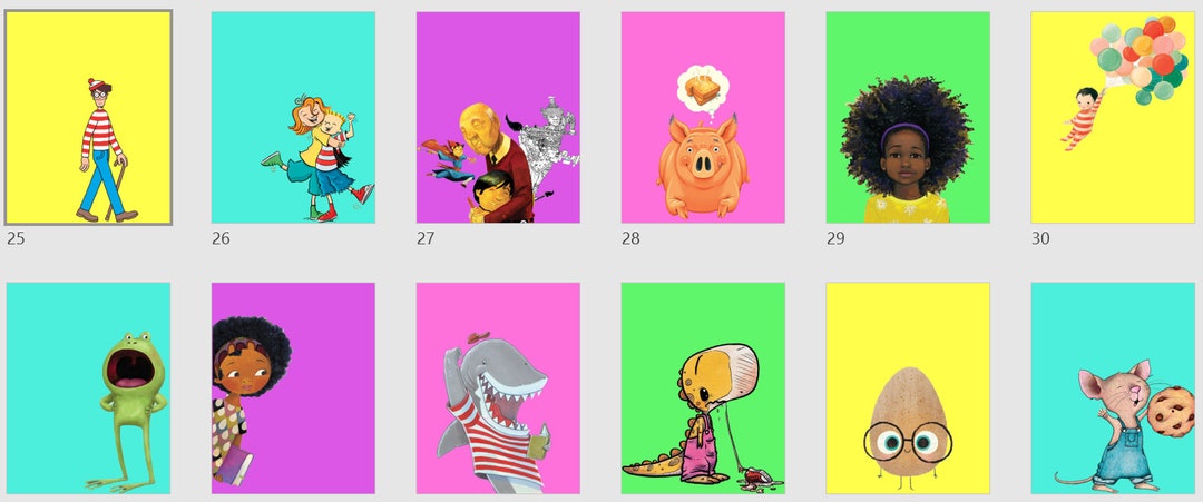 Bright and Neon Children’s Story Book Character Posters- 96 Options - Etsy