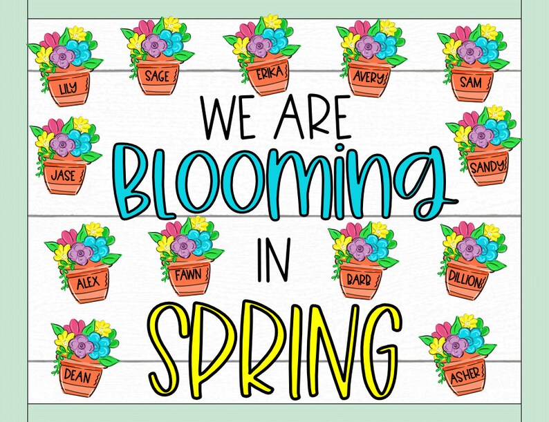 Spring Flowers Blooming Bulletin Board Kit - Etsy