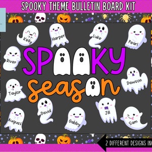 Halloween Spooky Season Ghost Theme Bulletin Board and Door Kit ...
