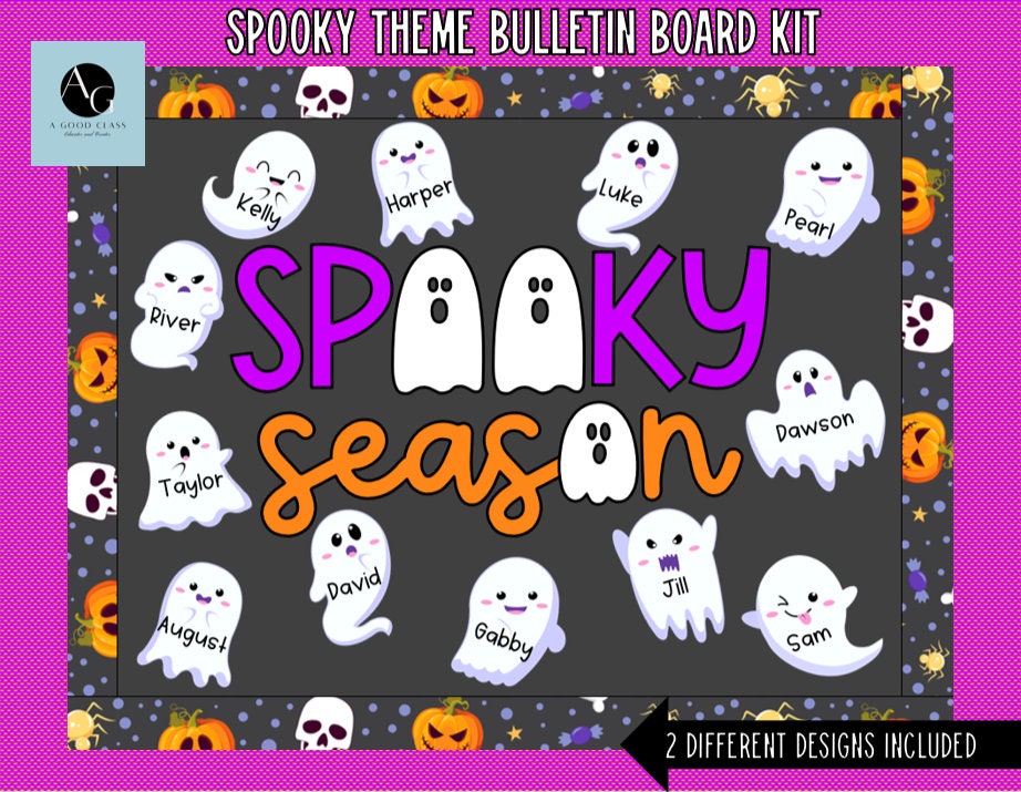 Halloween Spooky Season Ghost Theme Bulletin Board and Door Kit ...