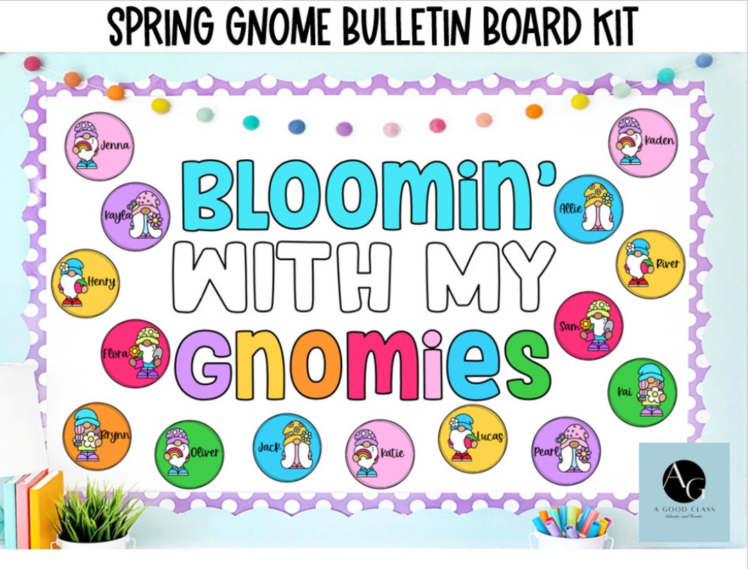Spring Gnome Theme Bulletin Board and Door Kit- Spring Décor - Etsy
