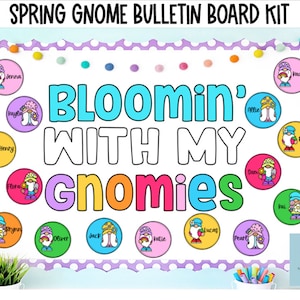 Spring Gnome Theme Bulletin Board and Door Kit- Spring Décor - Etsy