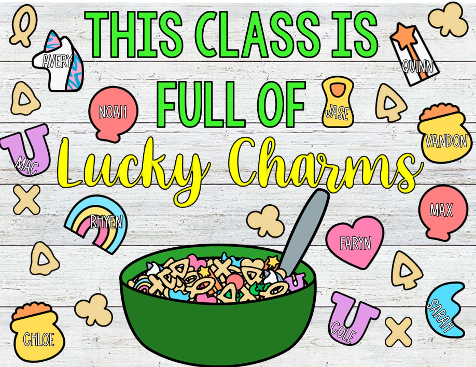March Lucky Charms Bulletin Board Kit St. Patrick's Day - Etsy