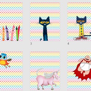 Children’s Book Character Posters- Bright Colorful Polka Dot Background ...