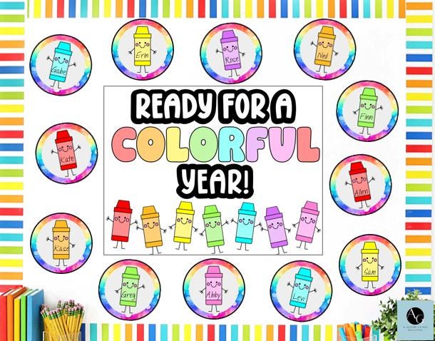 Crayon Back to School Bulletin Board- Ready for a Colorful Year- Bright ...