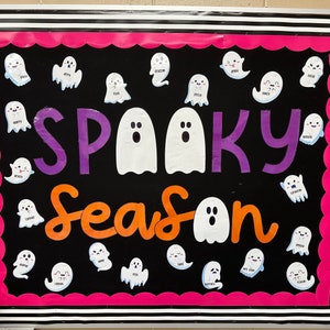 Halloween Spooky Season Ghost Theme Bulletin Board and Door Kit ...