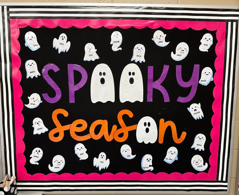 Halloween Spooky Season Ghost Theme Bulletin Board and Door Kit ...