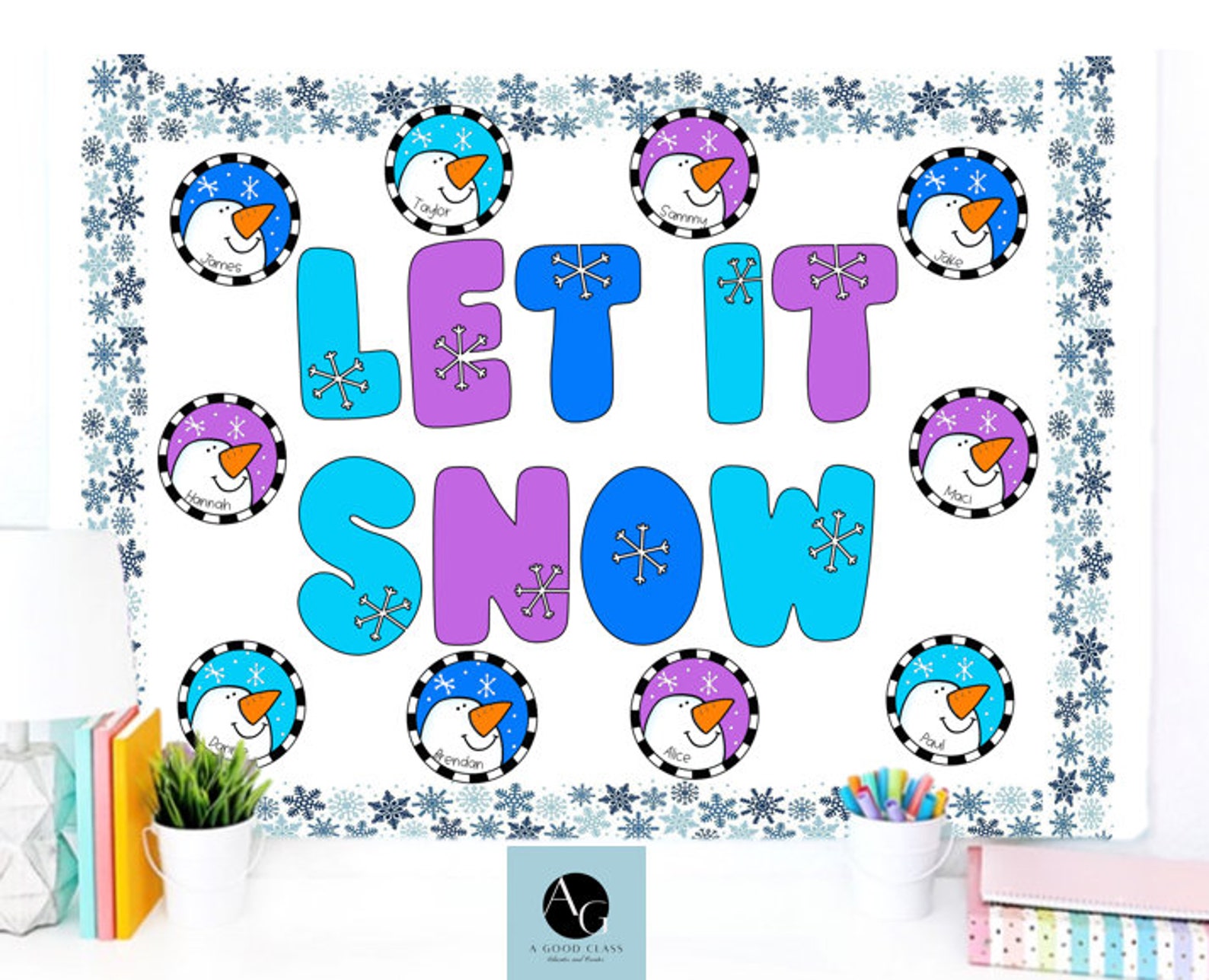 Welcome Winter Snowman Theme Bulletin Board Kit- Let It Snow Decor - Etsy