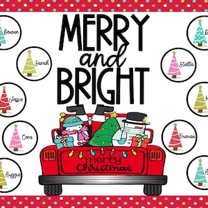 Merry and Bright Theme Holiday Bulletin Board and Door Kit- Christmas ...