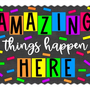Amazing Things Happen Here- Bright Color Bulletin Board and Door Kit - Etsy