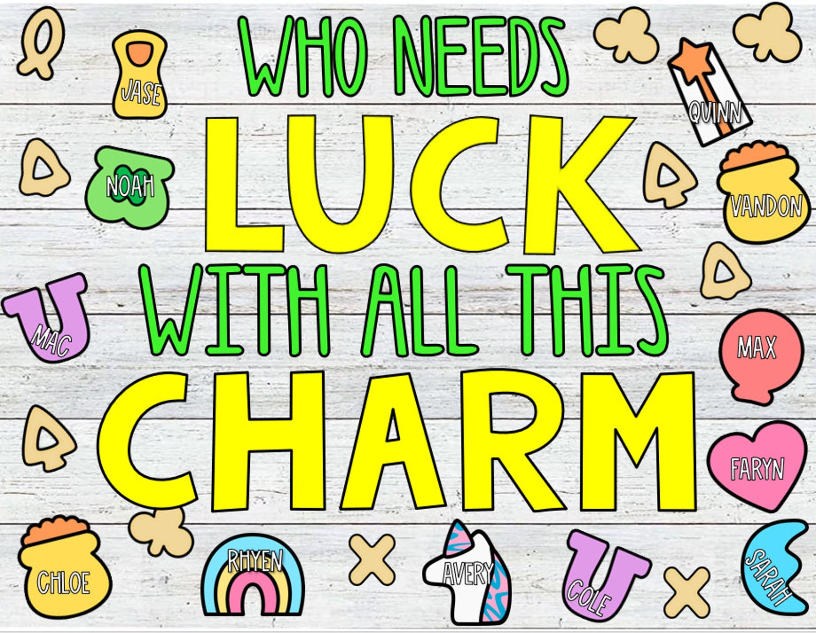 March Lucky Charms Bulletin Board Kit St. Patrick's Day - Etsy