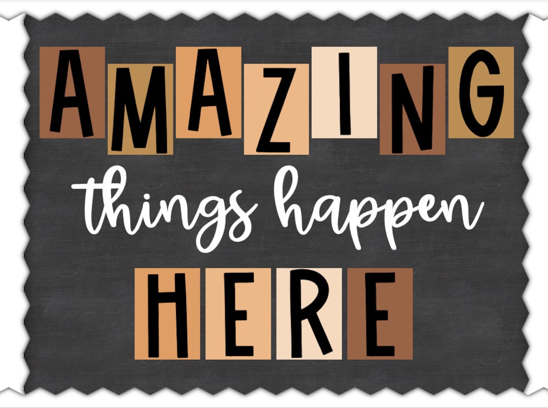 Neutral Boho Modern Amazing Things Happen Here Bulletin Board Kit and ...