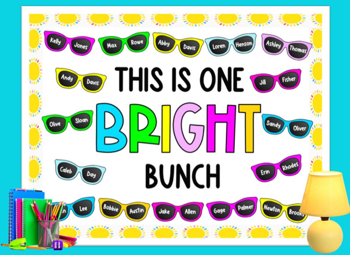 Bright Year Sunglasses Theme Bulletin Board and Door Kit Back - Etsy