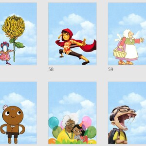 Children’s Book Character Posters Featuring a Sky Theme Background- 100 ...