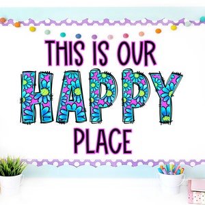 This is Our Happy Place Bulletin Board and Door Kit- Groovy Floral ...