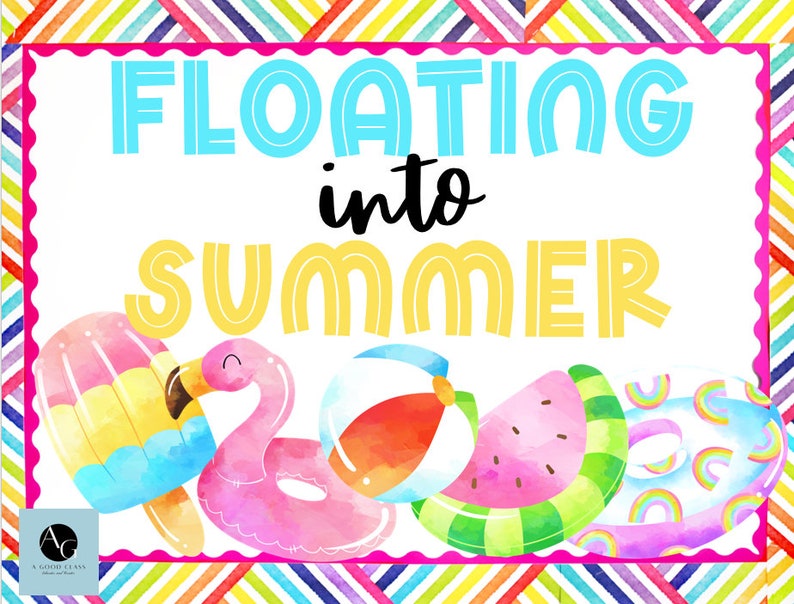 Summer Pool Floaties Theme Bulletin Board and Door Kit- End of the ...