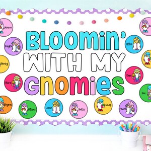 Spring Gnome Theme Bulletin Board and Door Kit- Spring Décor - Etsy