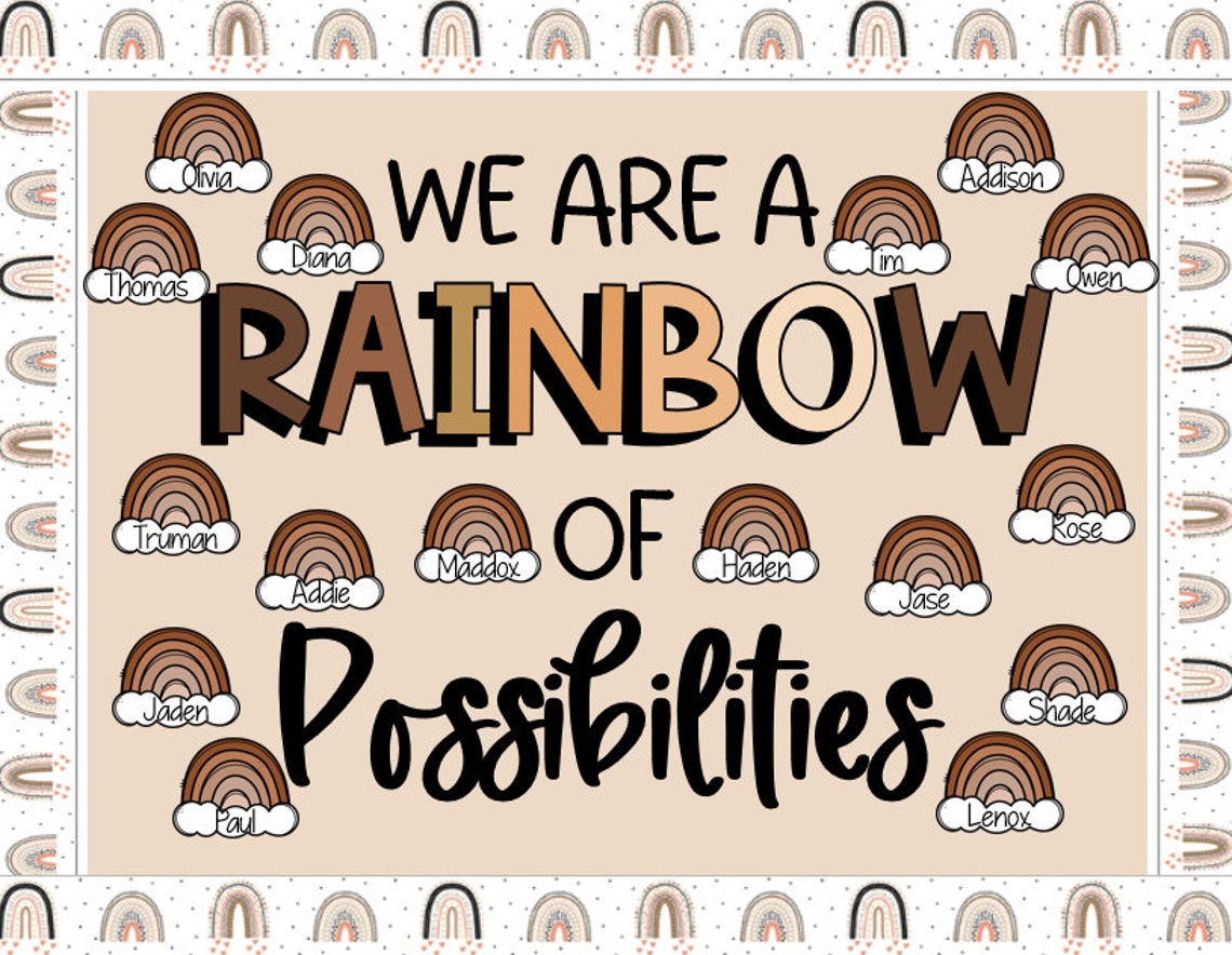 Neutral Boho Modern Rainbow of Possibilities Bulletin Board/ - Etsy