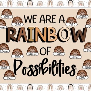 Neutral Boho Modern Rainbow of Possibilities Bulletin Board/ Door Kit ...