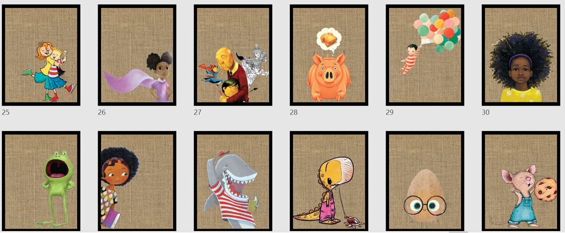 Book Character Posters Burlap Background 100 Posters - Etsy