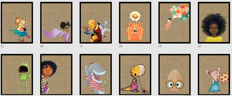 Book Character Posters Burlap Background 100 Posters - Etsy