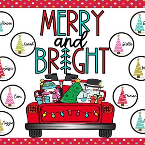 Merry and Bright Theme Holiday Bulletin Board and Door Kit- Christmas ...