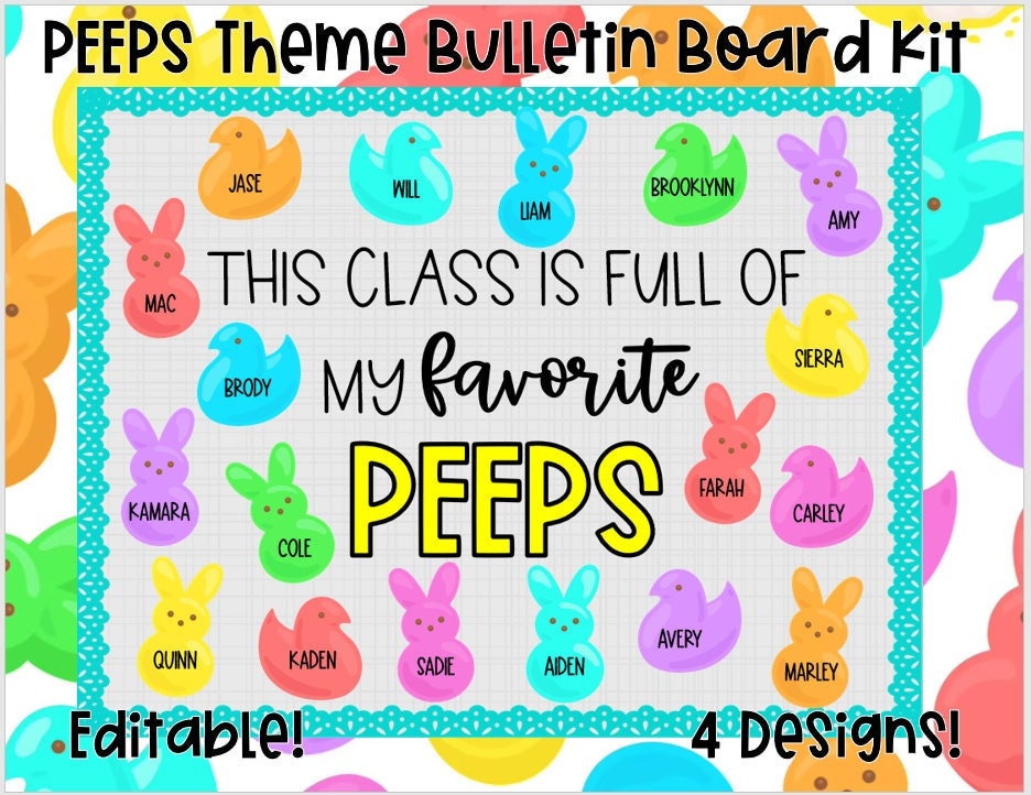 Spring Peeps Theme Bulletin Board Kit - Etsy