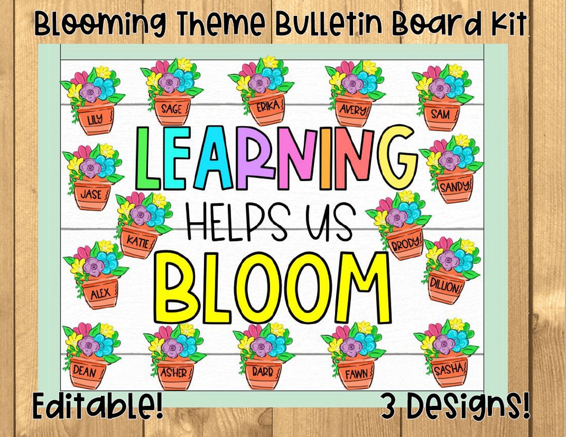 Spring Flowers Blooming Bulletin Board Kit - Etsy