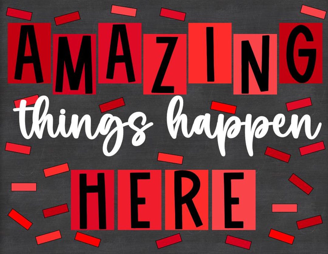 Red Theme Amazing Things Happen Here Bulletin Board and Door Kit - Etsy