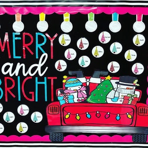 Merry and Bright Theme Holiday Bulletin Board and Door Kit- Christmas ...