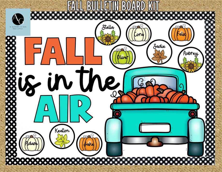 Fall is in the Air Bulletin Board and Door Kit- Fall Pumpkin Truck - Etsy