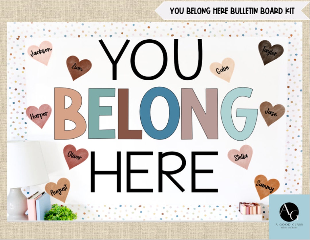 You Belong Here Bulletin Board and Door Kit- Neutral Boho Modern ...