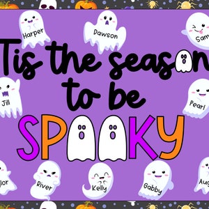 Halloween Spooky Season Ghost Theme Bulletin Board and Door Kit ...